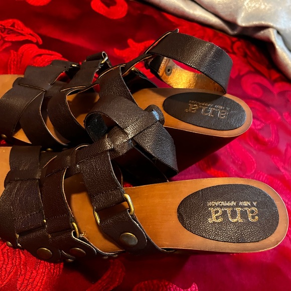 a.n.a | Shoes | Ana A New Approach Brown Wedge Sandals With Snaps And ...